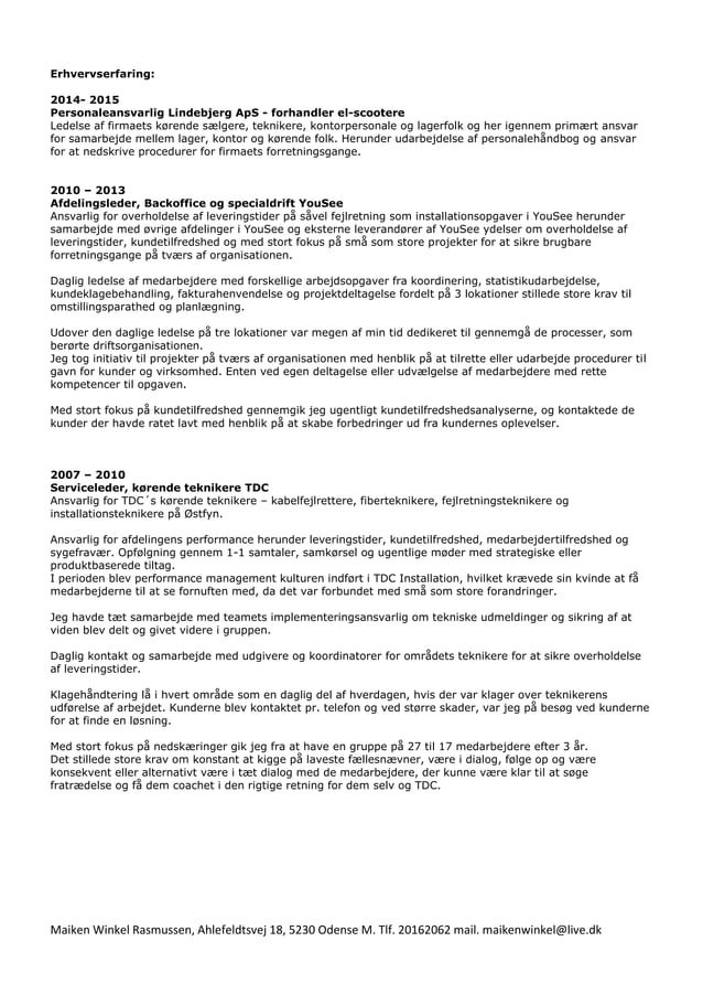 Maiken winkel rasmussen uddybende cv | DOCX