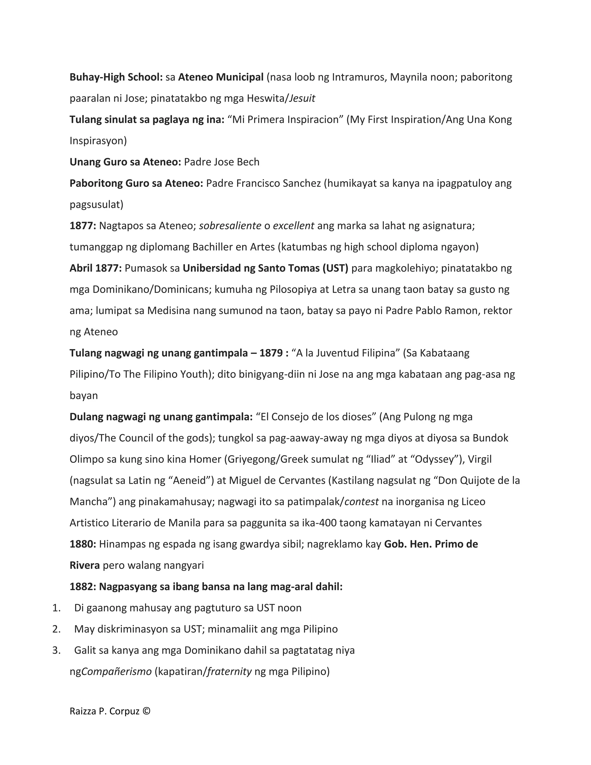 BATAS RIZAL AT MAIKLING TALAMBUHAY NI RIZAL | DOCX