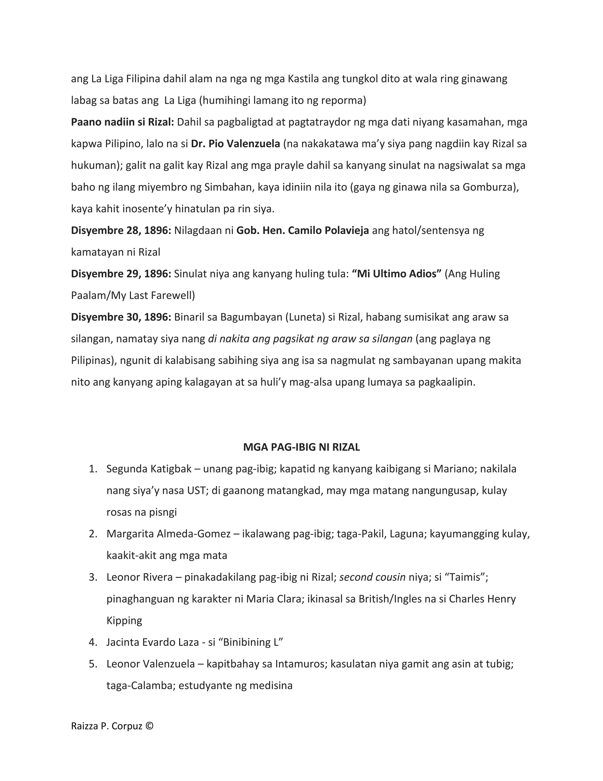 BATAS RIZAL AT MAIKLING TALAMBUHAY NI RIZAL | DOCX