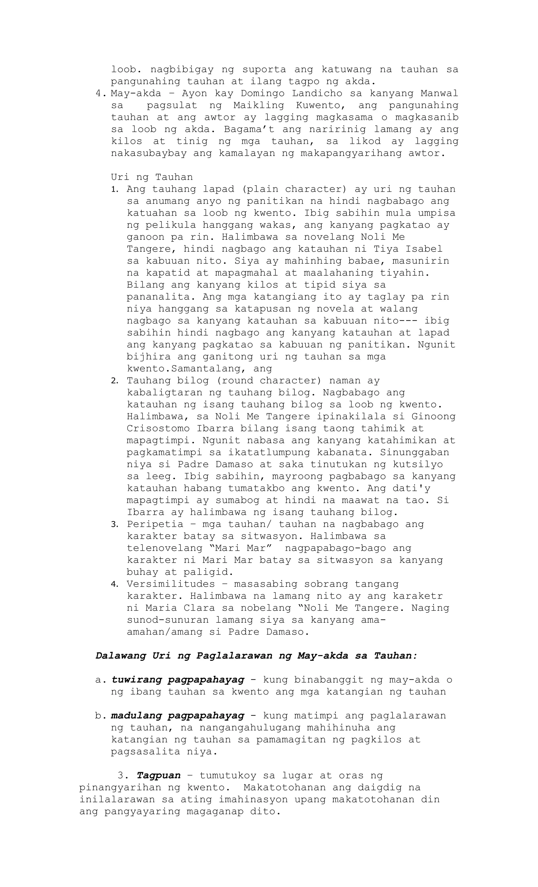 Maikling kuwento Handout | DOC