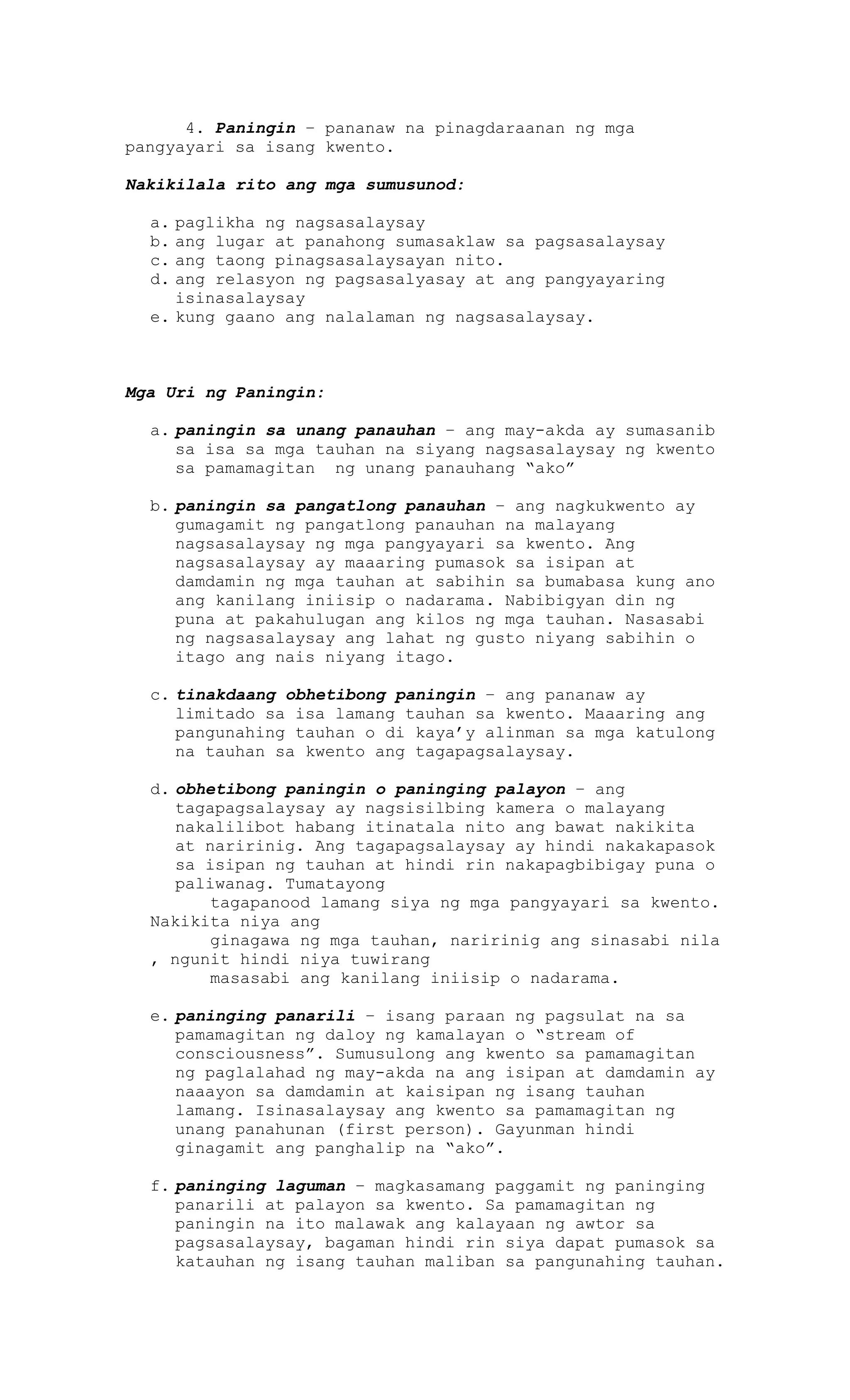 Maikling kuwento Handout | DOC