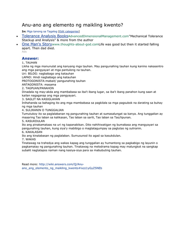 Maikling kwento | DOCX