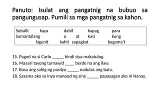 maikling pasusulit-pangatnig.123456789010 | PPTX