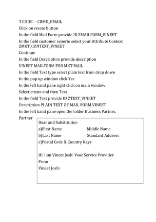 Mail form SAP CRM | DOC | Email | Internet