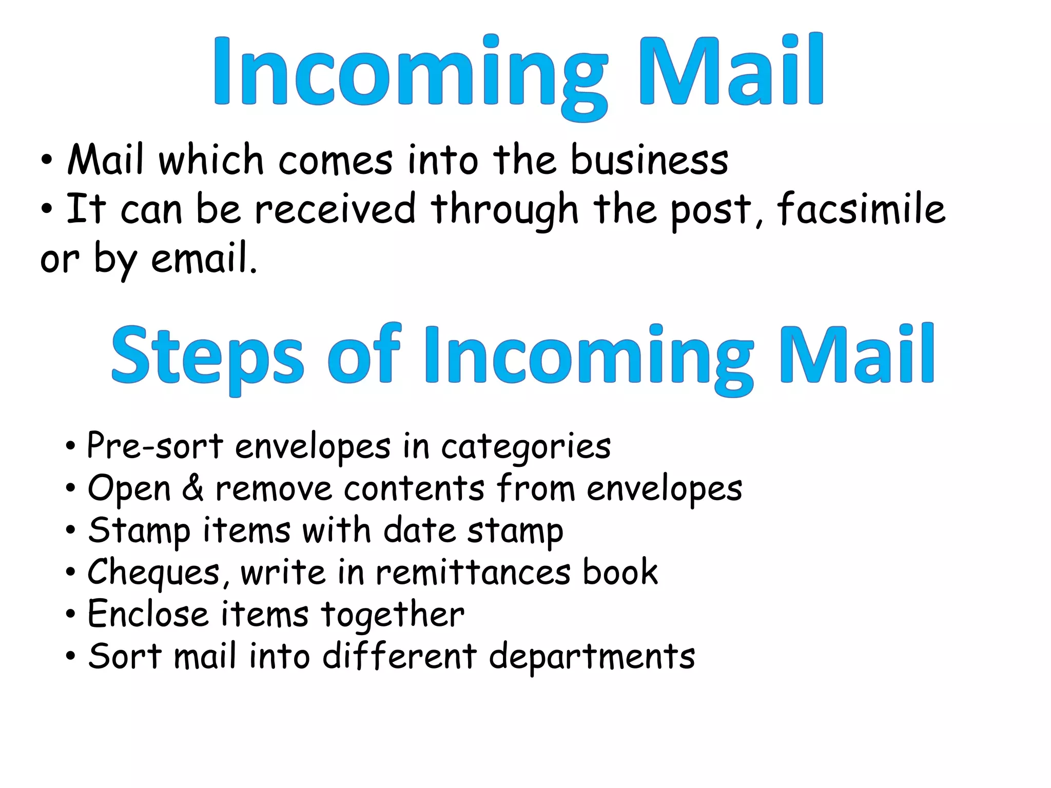 Mail handling revision lauren | PPTX