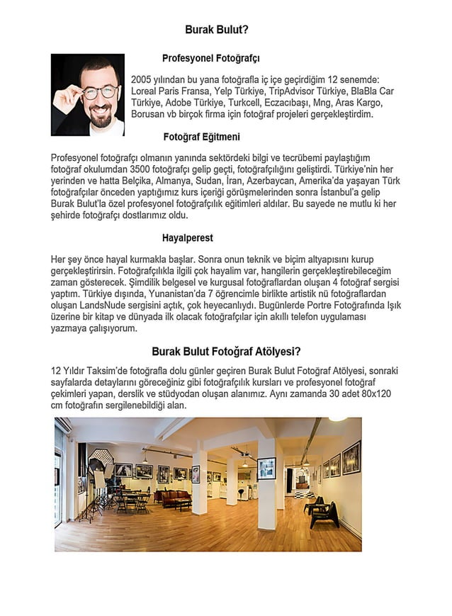Burak Bulut ve Burak Bulut Fotograf Atolyesi | PDF