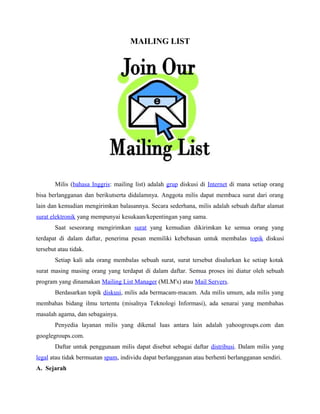 Mailing List | DOC