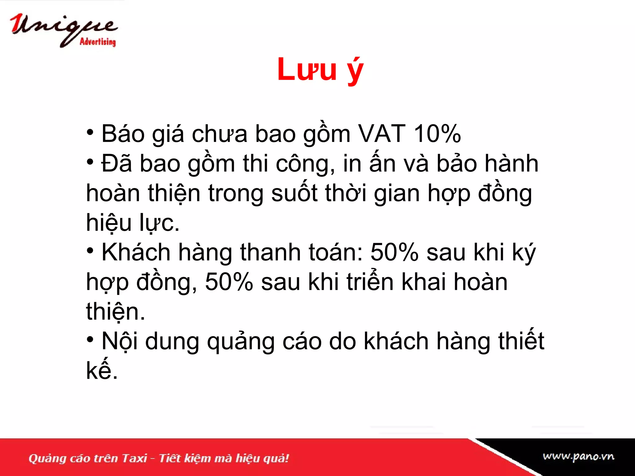 QUẢNG CÁO CHO TAXI MAI LINH | PPT