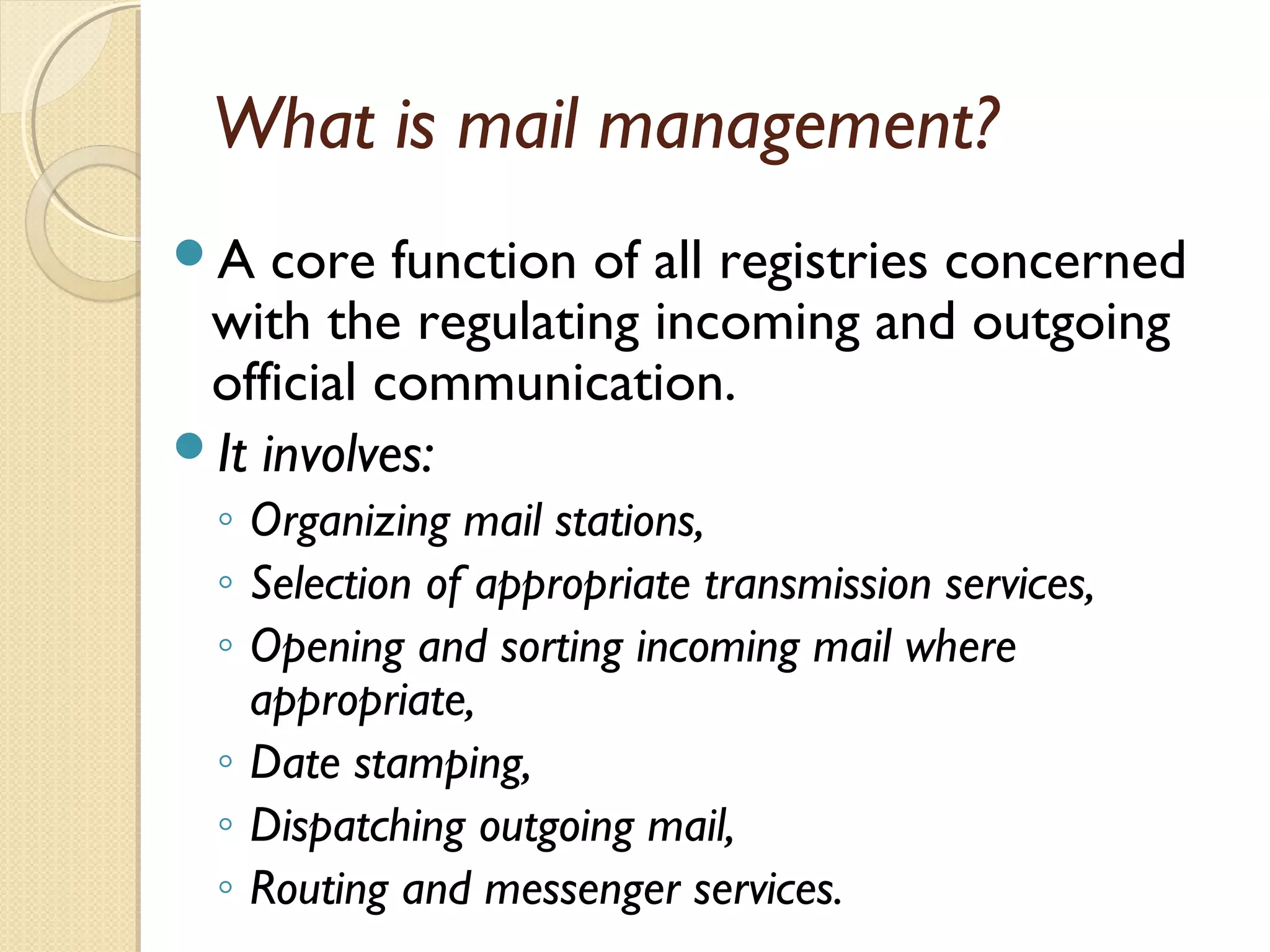Organization Mail Management | PPT