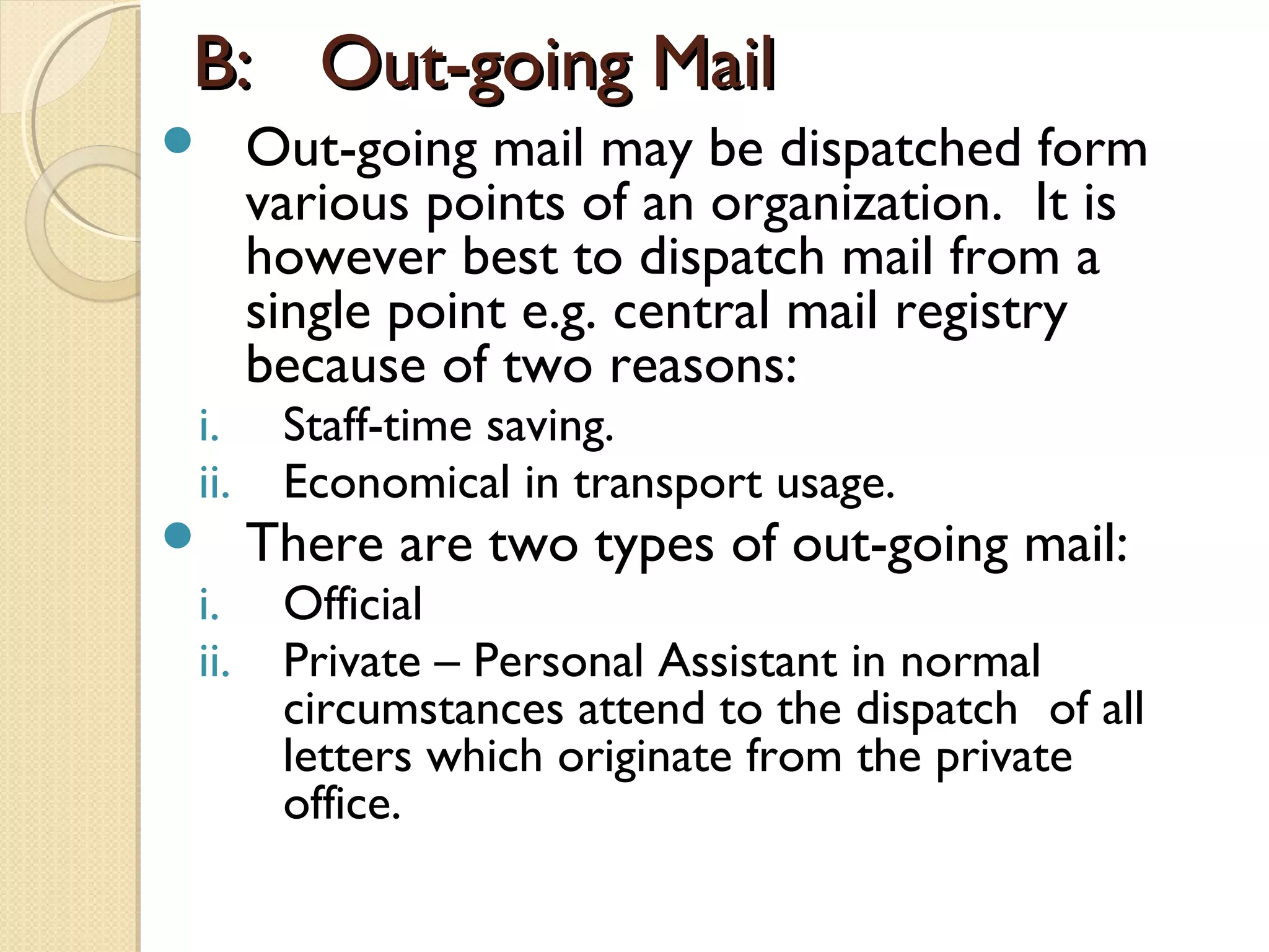 Organization Mail Management | PPT