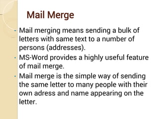 Mail merge | PPT