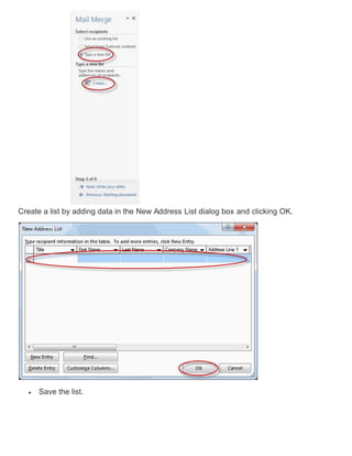 (Ms Word) Mail merge | PDF