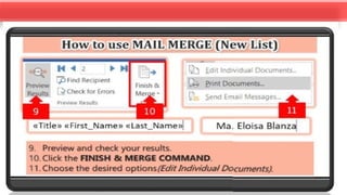 MAIL MERGE AND LABEL FOR GRADE 11 EMPOWERMENT TECHNOLOGY | PPTX