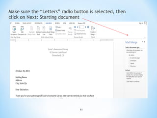 Mail merge define and process on mail merge and REVIEW TAB | PPT