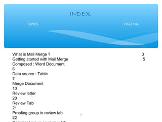 Mail merge define and process on mail merge and REVIEW TAB | PPT