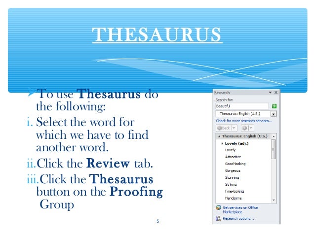REVIEW TAB : Proofing group and Comments group