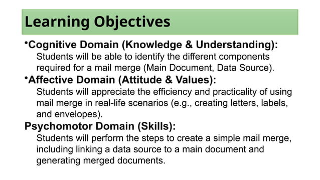 USING MAIL MERGE IN MICROSOFT WORD, MASS | PPTX
