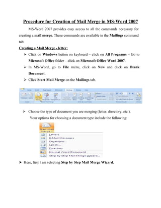 Concept of Mail Merge in MS- Word 2007 | PDF