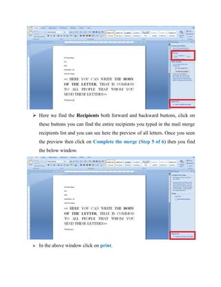 Concept of Mail Merge in MS- Word 2007 | PDF