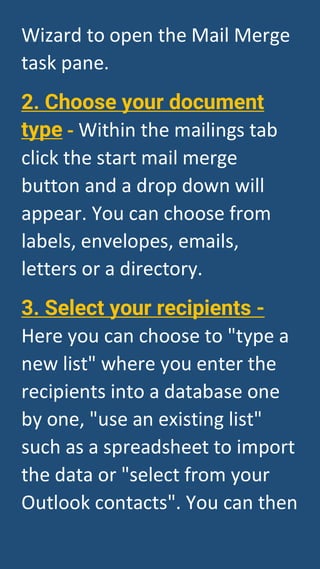 Mail merge in MS word MobView | PDF