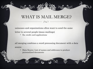 Mail merge in_word_2010 | PPT | Email | Internet