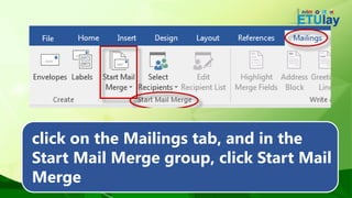 Slide Decks for Mail Merge, Empowerment Technologies | PPTX
