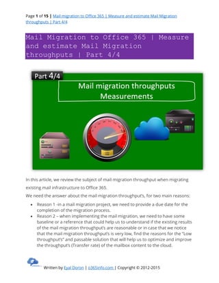 Mail migration to office 365 measure and estimate mail migration ...
