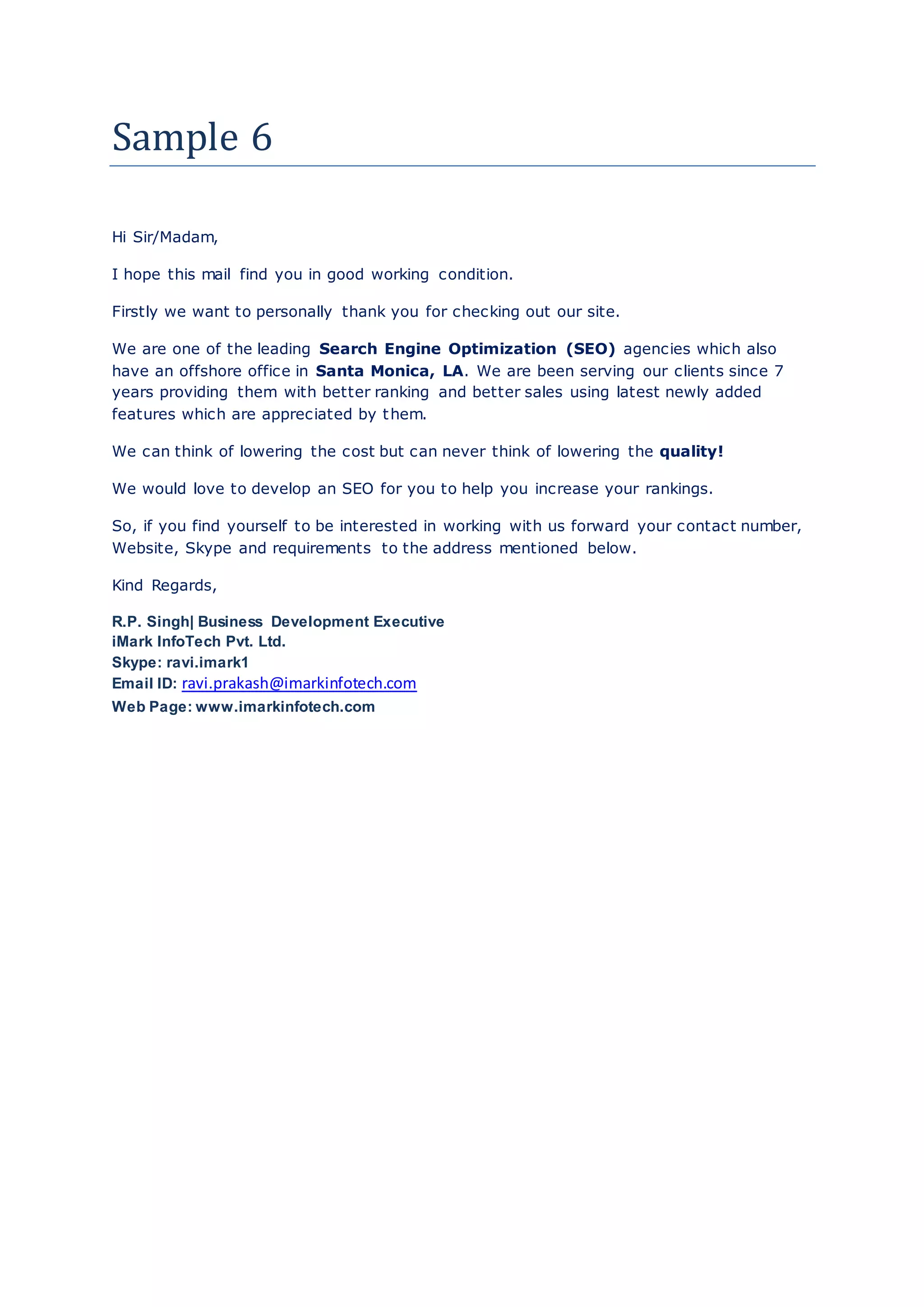 Mail samples for business proposals | DOCX