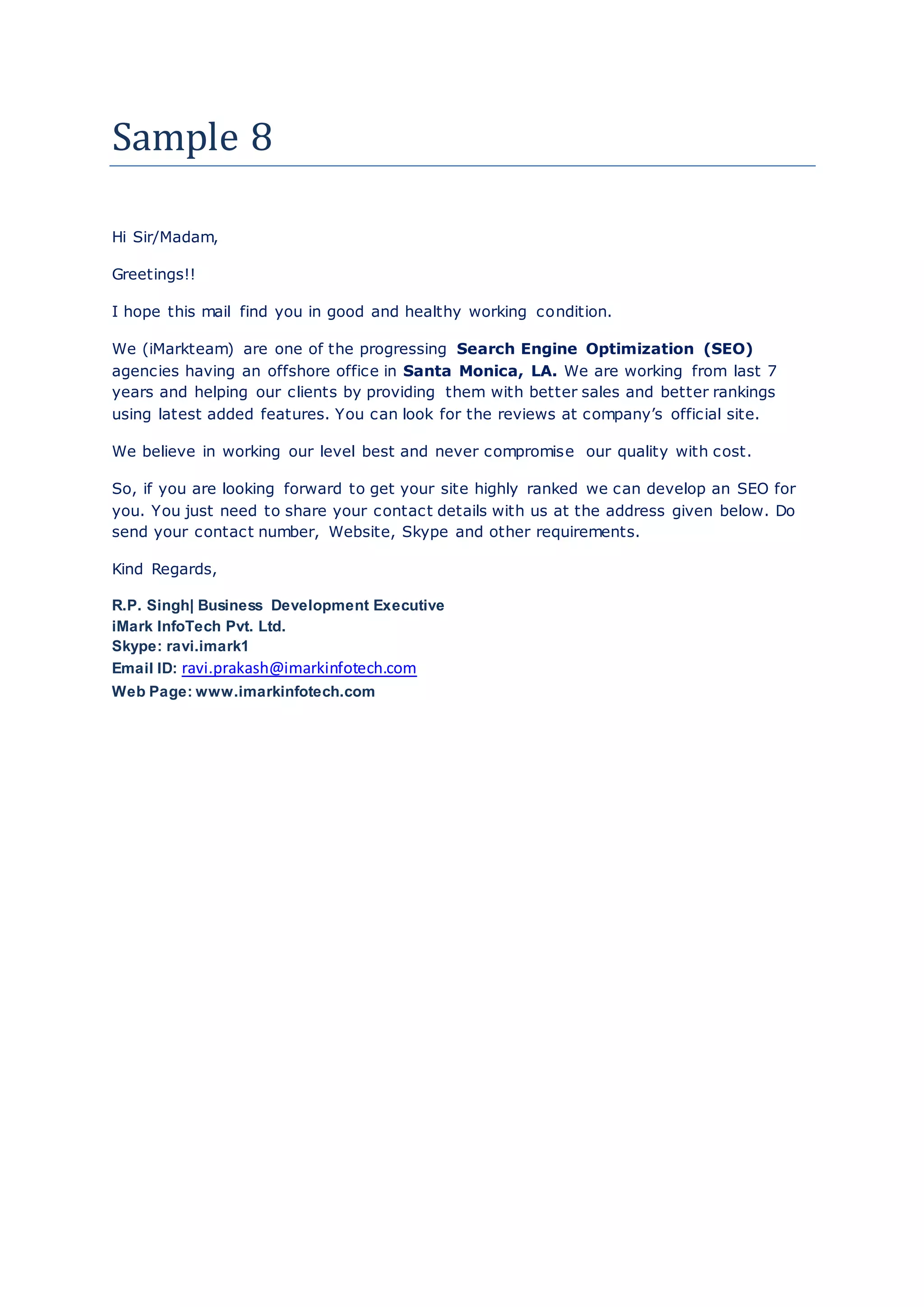 Mail samples for business proposals | DOCX