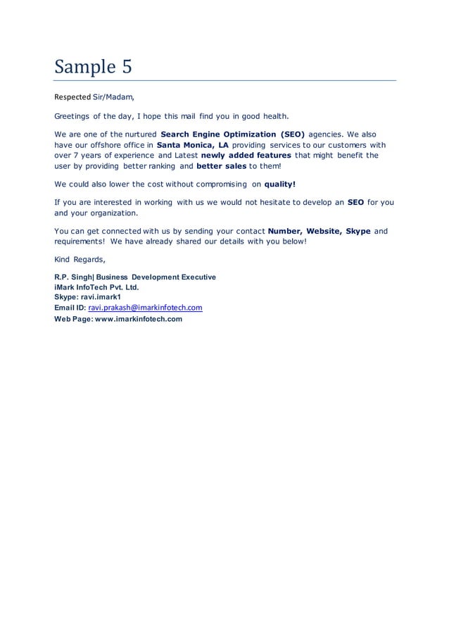 Mail samples for business proposals | PDF