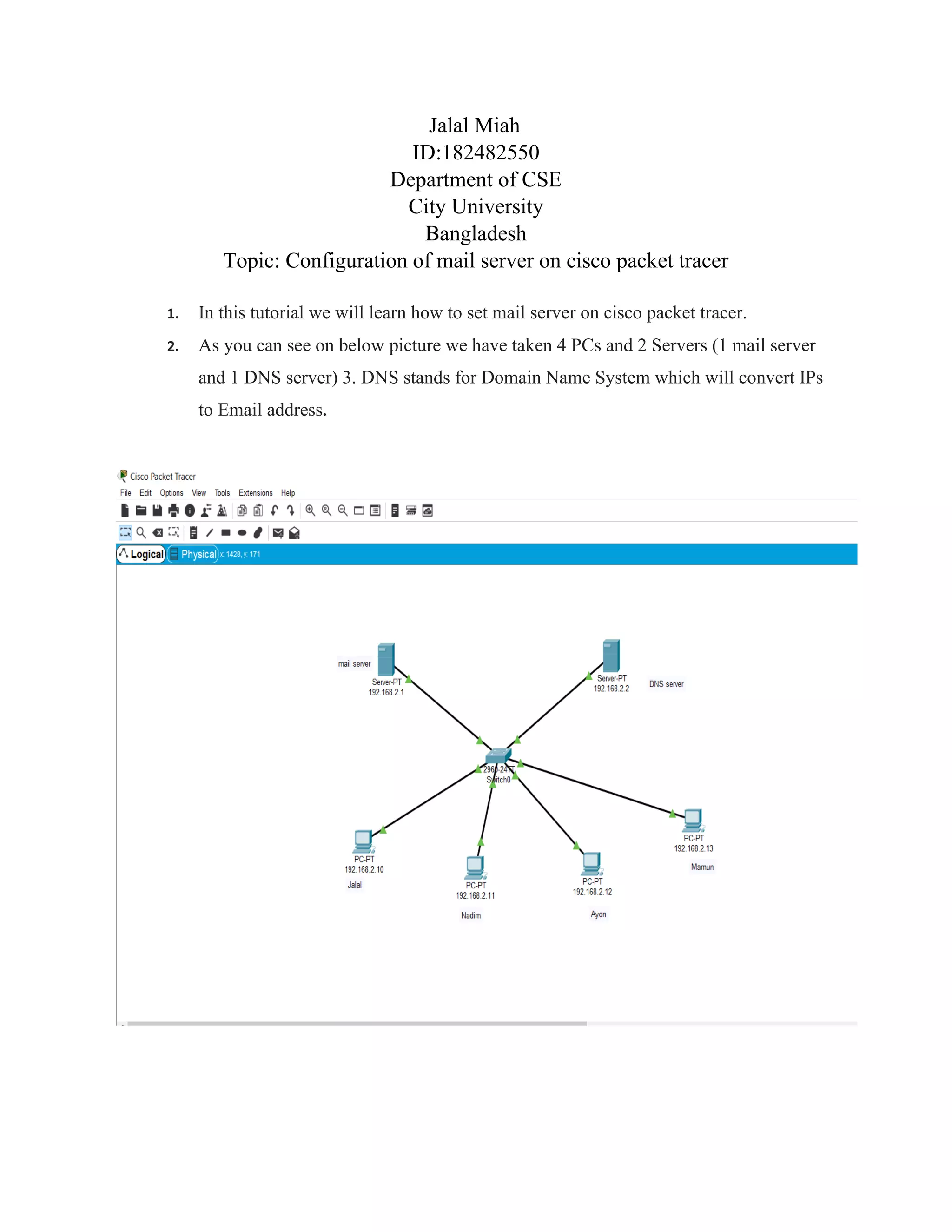 Mail server on cisco packet tracer | PDF