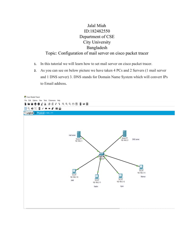 Mail server on cisco packet tracer | PDF