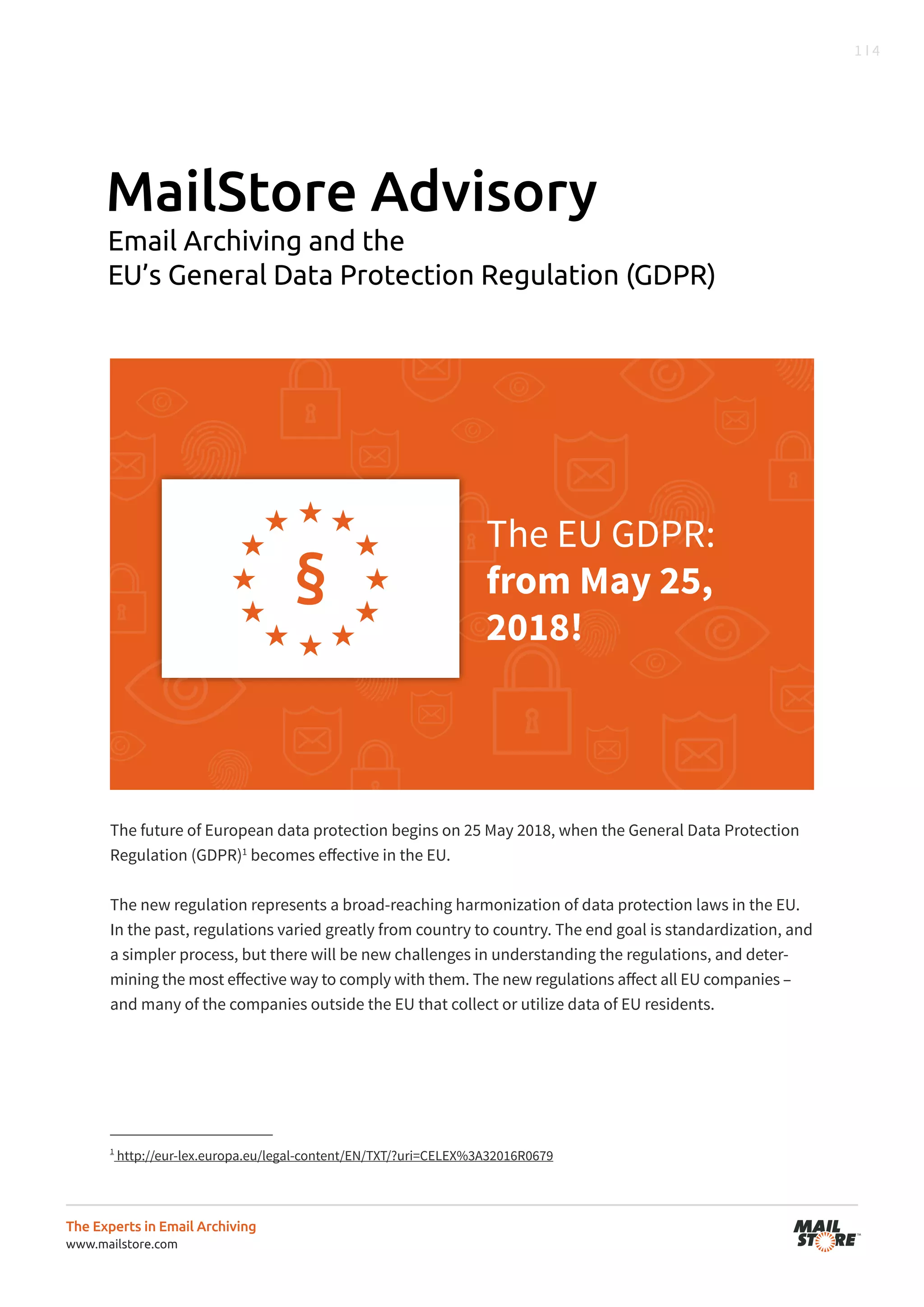 Mailstore advisory GDPR | PDF