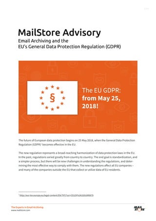 Mailstore advisory GDPR | PDF