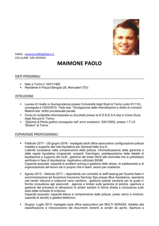 Maimone paolo cv | PDF | Business | Business and Finance