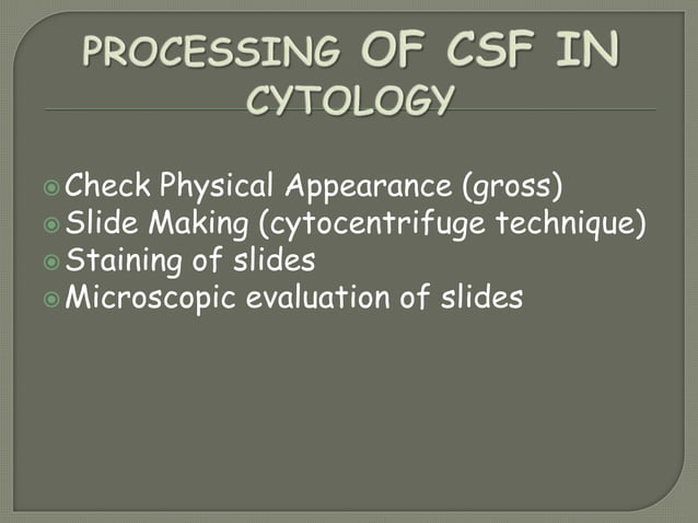CYTOLOGY OF CSF | PPTX