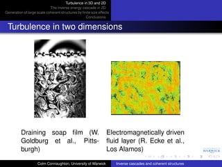 Large scale coherent structures and turbulence in quasi-2D hydrodynamic ...