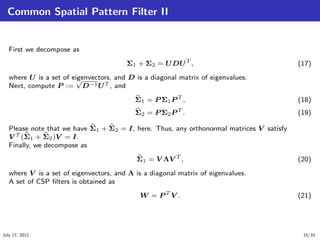 Introduction to Common Spatial Pattern Filters for EEG Motor Imagery ...