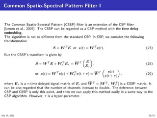 Introduction to Common Spatial Pattern Filters for EEG Motor Imagery ...