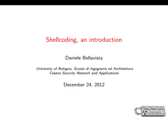 Shellcoding, an Introduction | PPT