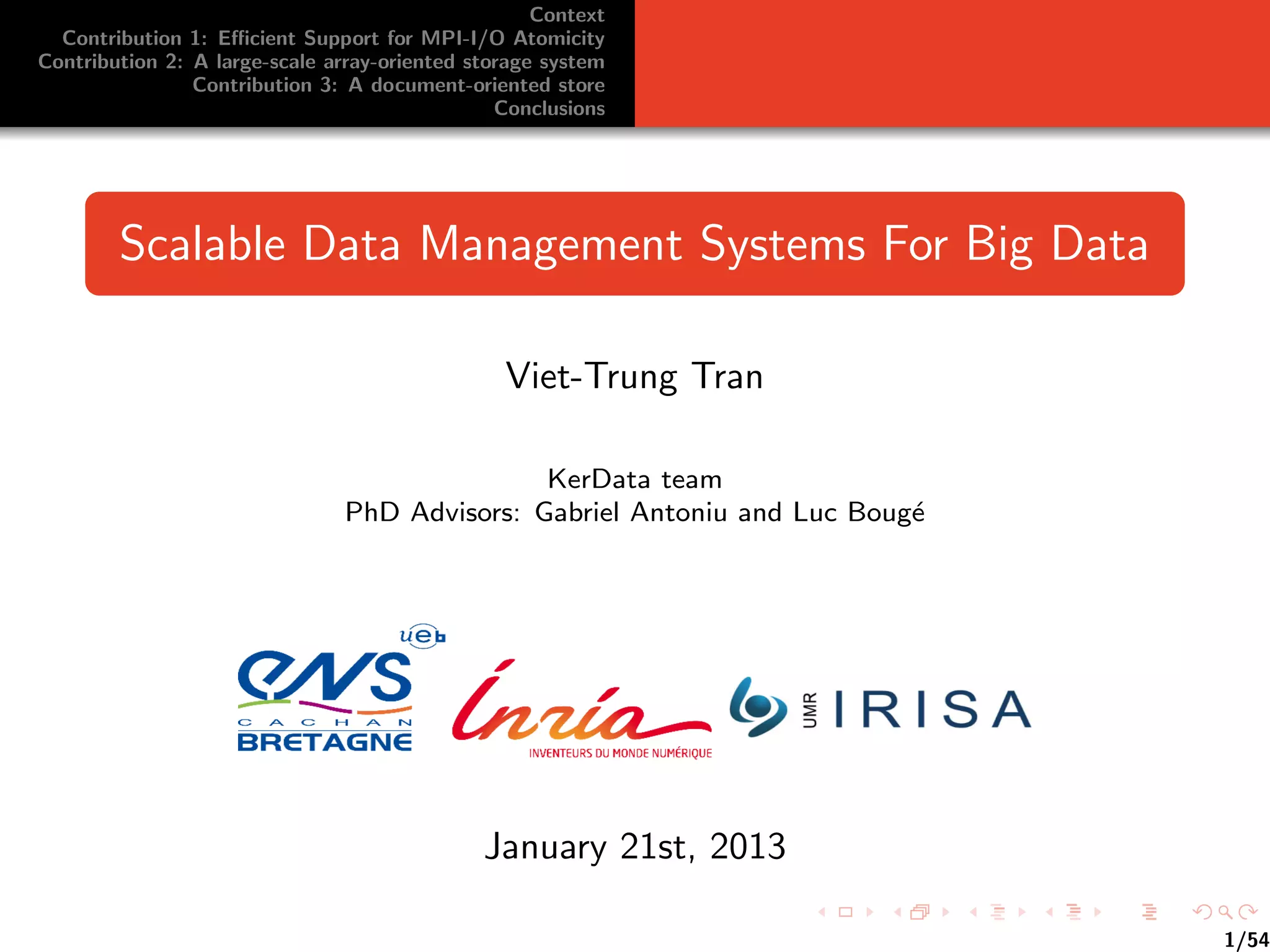 Scalable Data Management Systems for Big Data | PDF