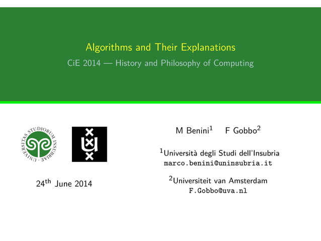Algorithms and Their Explanations | PPT
