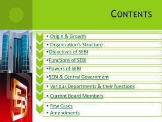 sebi ppt on functions role objective and intresring facts | PPTX