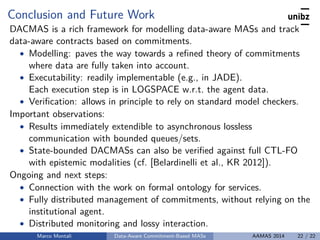AAMAS 2014 - Montali - Verification of Data-Aware Multiagent Systems | PDF