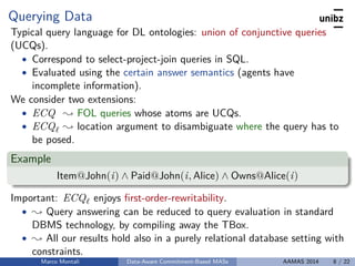 AAMAS 2014 - Montali - Verification of Data-Aware Multiagent Systems | PDF