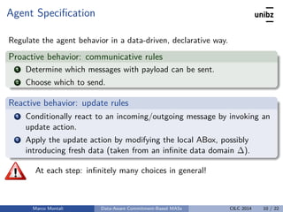 CILC 2014 - Montali - Specification and Verification of Commitment-Regulated Data-Aware ...