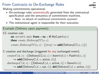 CILC 2014 - Montali - Specification and Verification of Commitment-Regulated Data-Aware ...