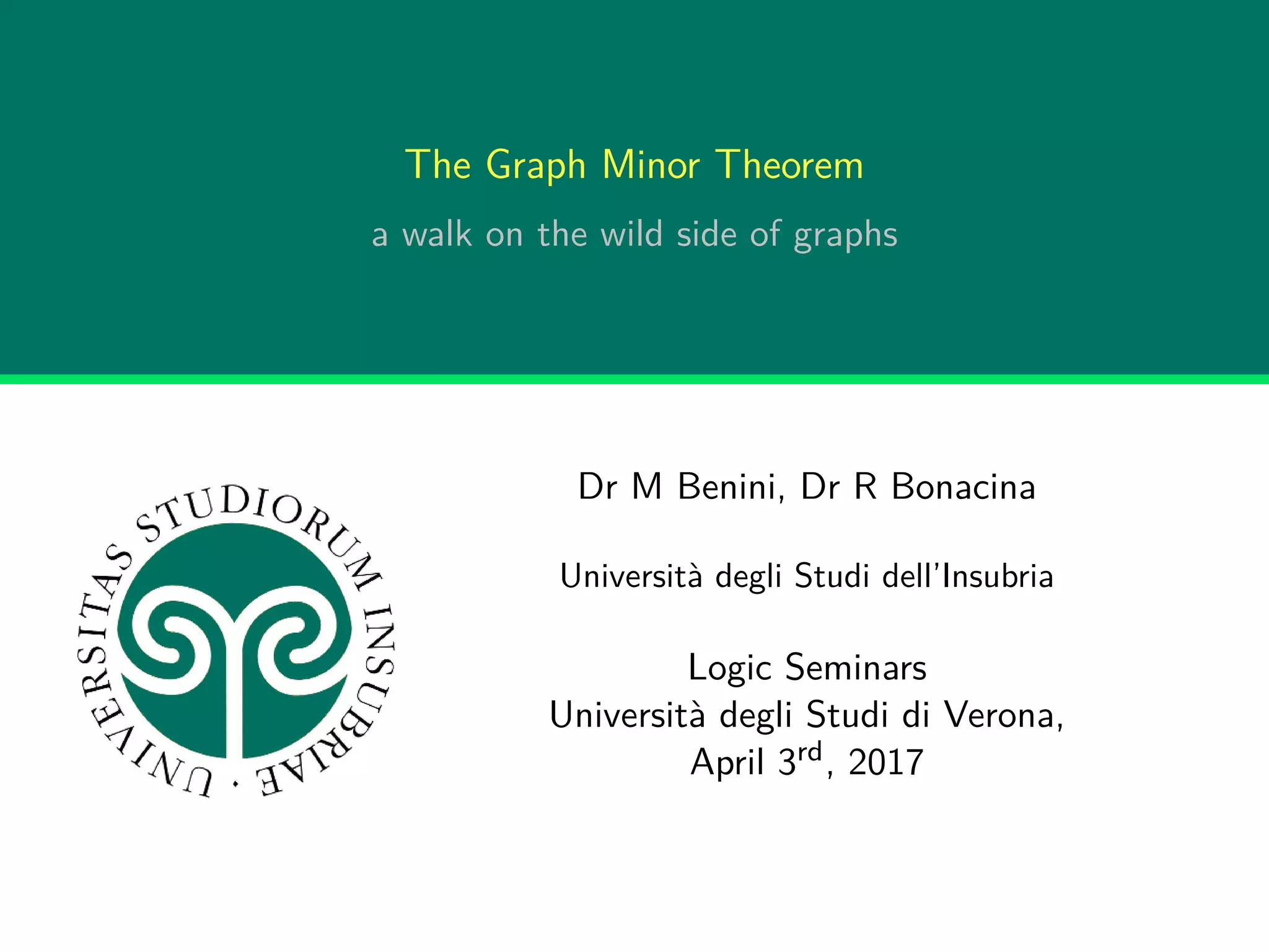 The Graph Minor Theorem: a walk on the wild side of graphs | PPT