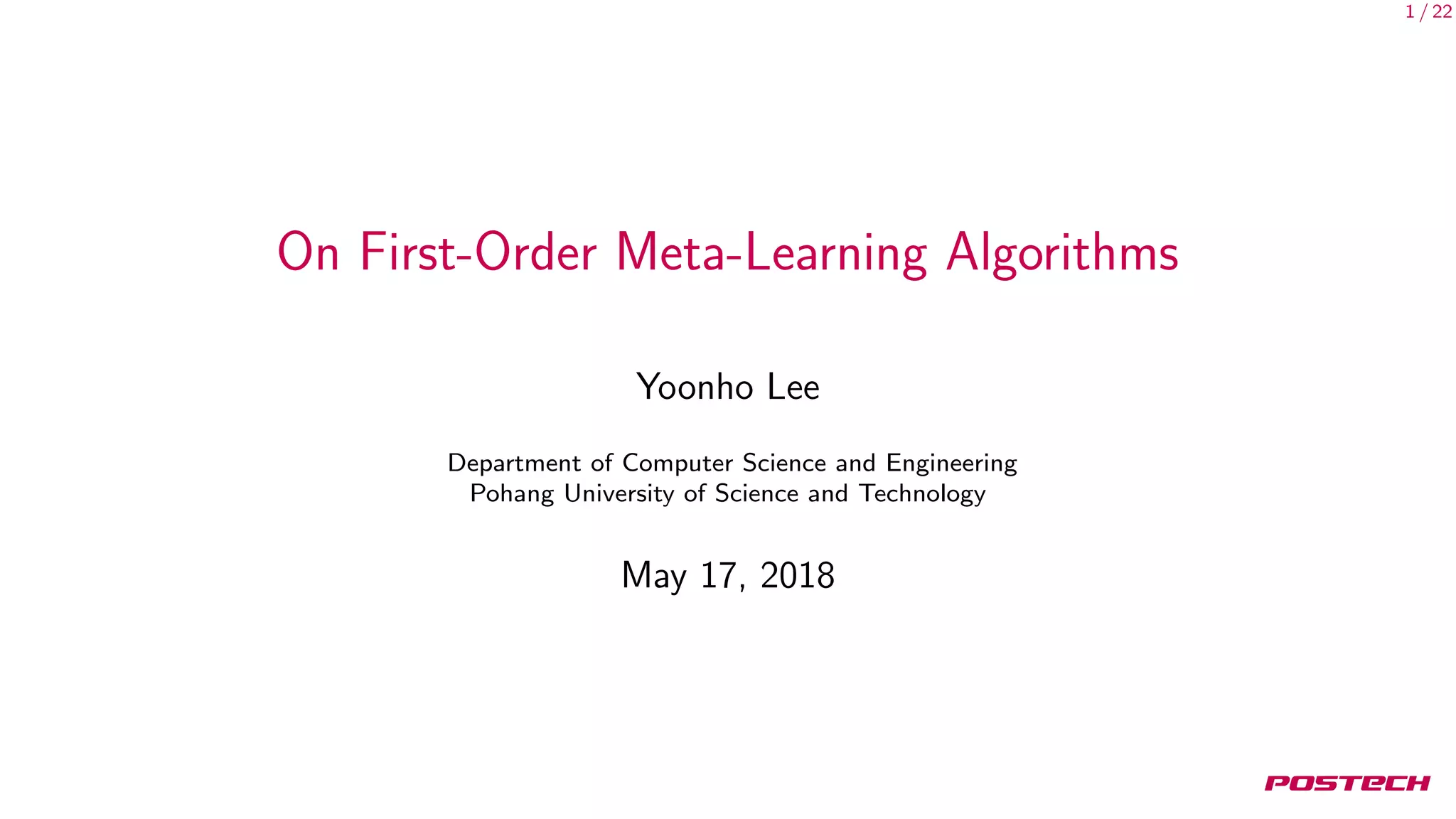 On First-Order Meta-Learning Algorithms | PDF
