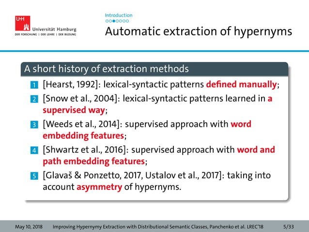 Improving Hypernymy Extraction With Distributional Semantic Classes Ppt